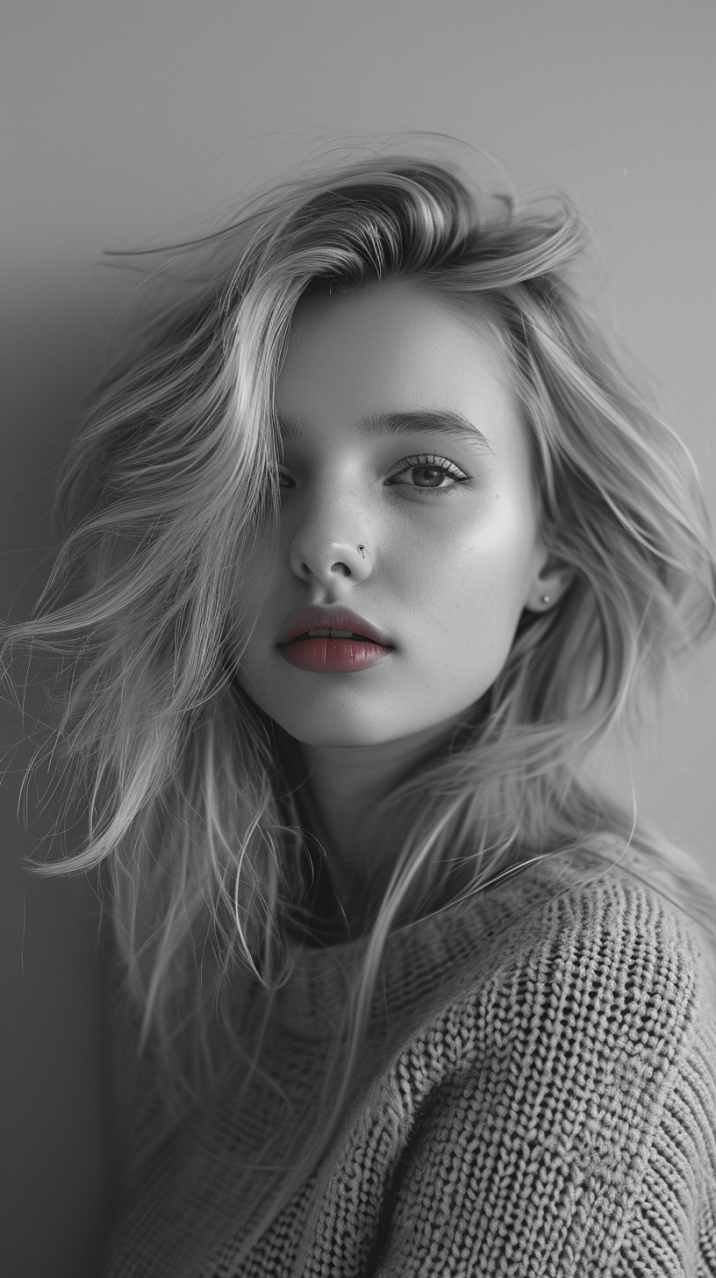 Blonde Elegance Elina Karimova Immortalized In Photorealistic Black And White Portrait Ifoto