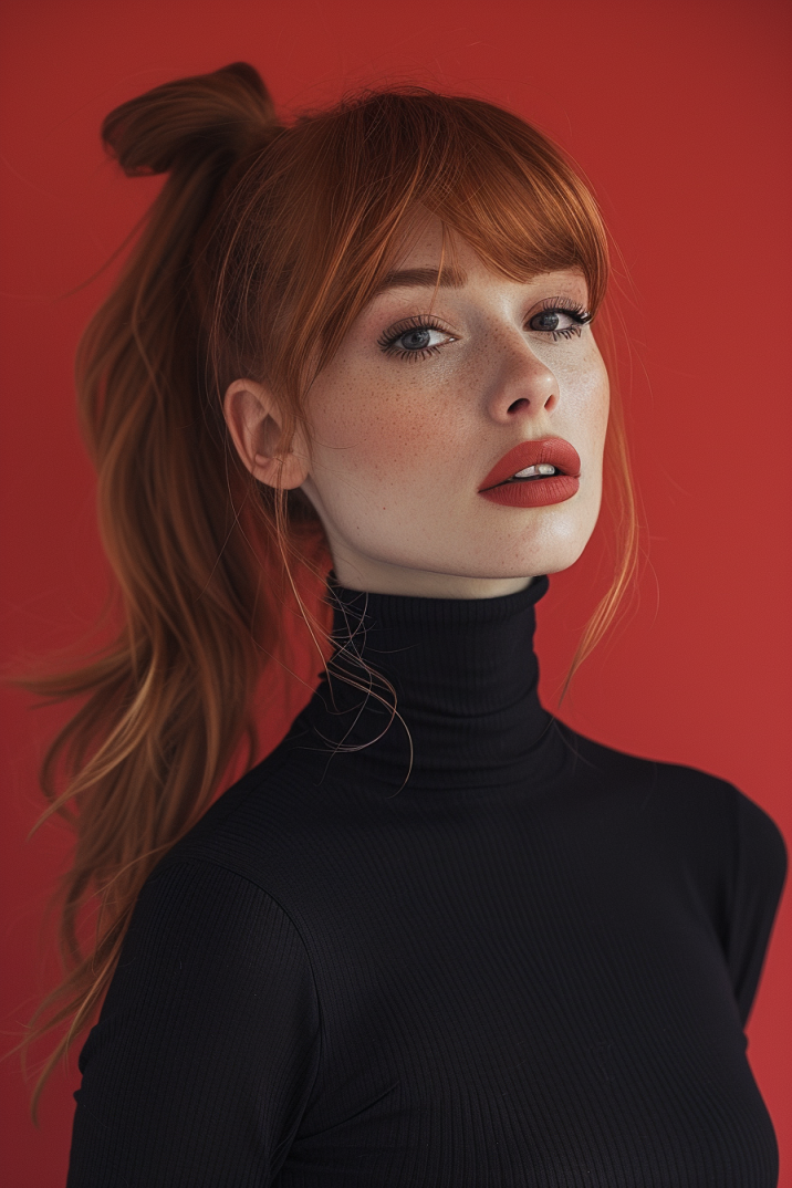 Fiery Elegance: A De Stijl Portrait of Barbara Greg, the Red-Haired ...