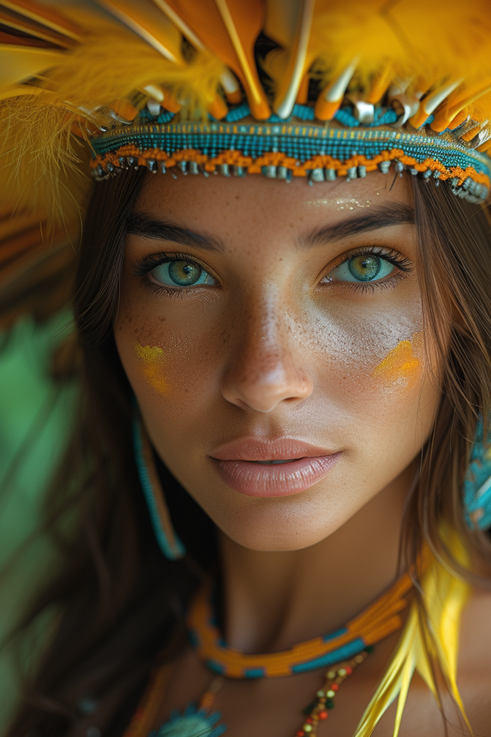 Island Royalty Samoan Model With Feathers In Photorealistic Splendor Ifoto