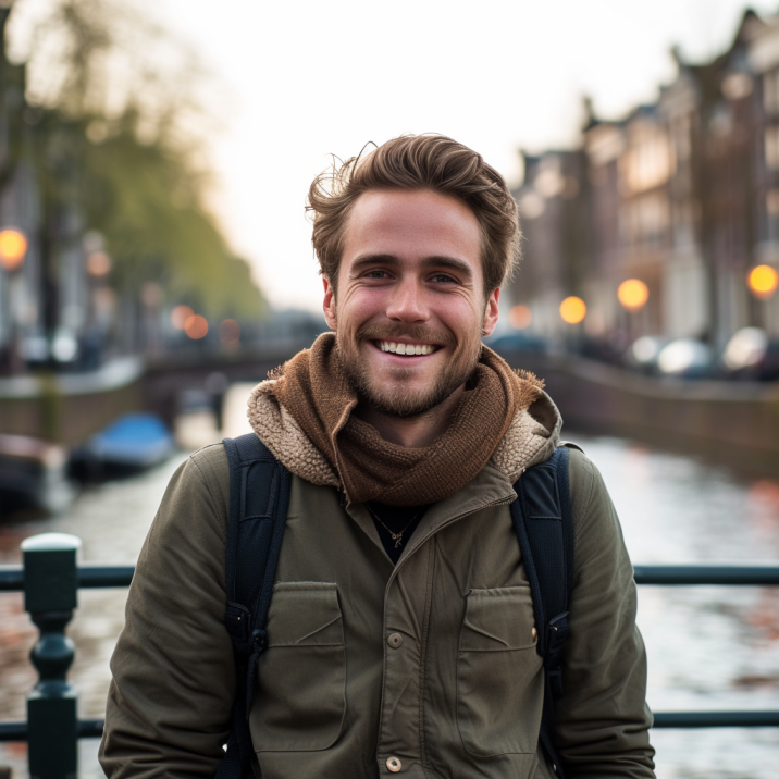 Dusk Encounter: Dutch Male Model Daniël Mijtens by the Canal | iFoto