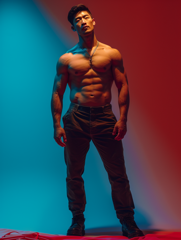 Masculine Splendor: Alexander Kucharsky Strikes a Pose Against Vibrant ...