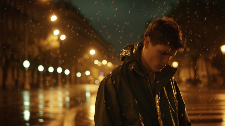 Rainy Night Reflection: Cell Phone Glow in Urban Ambiance - Christian W ...