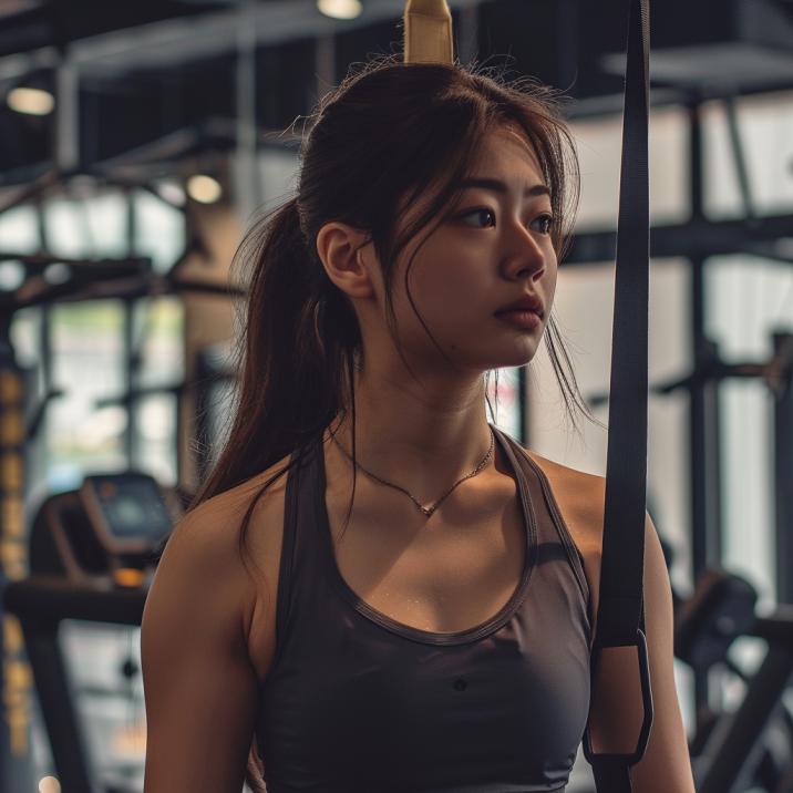 Strength And Grace Fitness Model Du Qiong In Phuoc Quan Gym With Sword