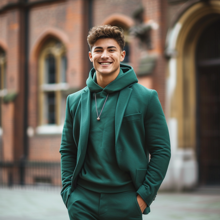 Stylish Elegance: Adam Dario Keel in Green Suit Poses for Private Press ...