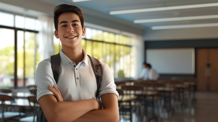 Vancouver Vibes: Smiling Teen Model Anthony Angarola in School Setting ...